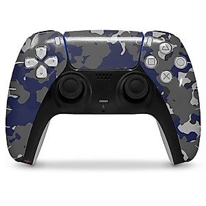 WraptorSkinz Skin Wrap compatible with Sony PS5 DualSense Controller WraptorCamo Old School Camouflage Camo Blue Navy (CONTROLLER NOT INCLUDED)