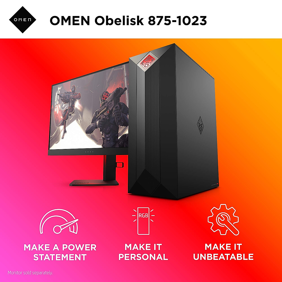 Omen by HP Obelisk Gaming Desktop Computer, 9th Generation Intel Core i9-9900K Processor, NVIDIA GeForce RTX 2080 SUPER 8 GB, HyperX 32 GB RAM, 1 TB SSD, VR Ready, Windows 10 Home (875-1023, Black)