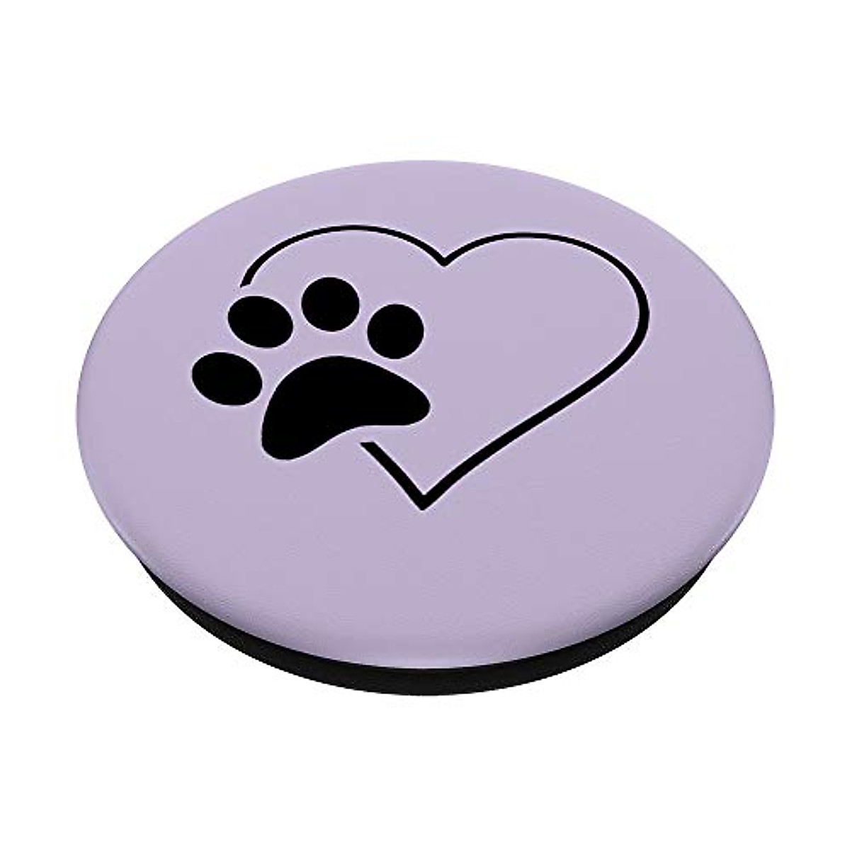 Black Paw Print Heart Dog Cat Light Pastel Purple PopSockets Swappable PopGrip