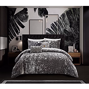 Chic Home Alianna 5 Piece Comforter Set Crinkle Crushed Velvet Bedding - Decorative Pillow Shams Included, King, Grey