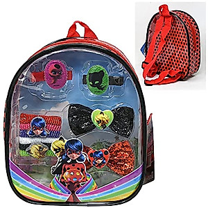 Miraculous Ladybug Hair Accessory Backpack- INCLUDED CLIP, PONIES & BOWS