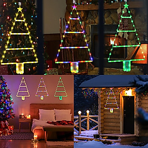 LYHOPE Christmas Decorations Lights, LED Christmas Ladder Light 2ft, 8 Modes & Timer Battery Christmas Lights, Xmas LED Ladder Tree Light for Window Wall Home Garden Outdoor Indoor Decor (Multicolor)