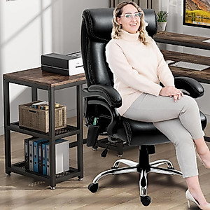 Duoku Massage Office Chair - Back Vibration Massage, Big and Tall Executive Desk Chair for Heavy People, High Back Computer Chair Wide Spring Seat, Strong Metal Base Quiet Wheels