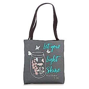 Let Your Light Shine Jar Flowers Butterfly Tote Bag