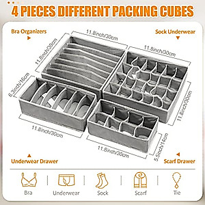 Thenshop 12 Pieces Closet Underwear Organizer Drawer Divider Foldable Bra Organizers Cabinet Clothes Socks Drawer Organizer Storage Box Baskets for Underwear, Bras, Socks, Ties and Towels