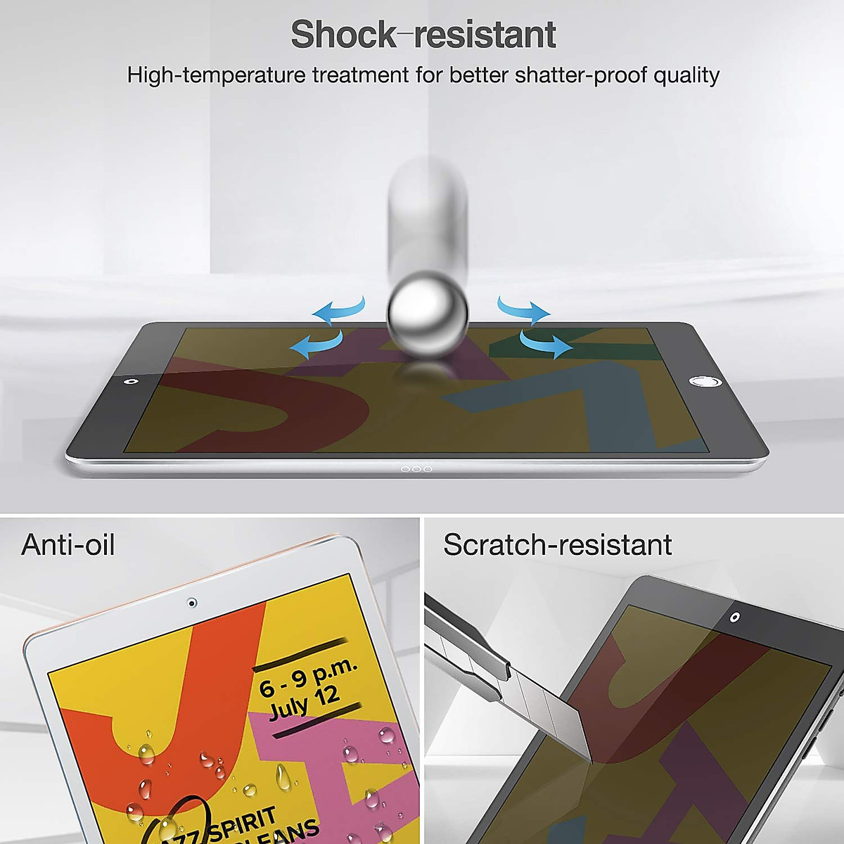 ProCase Privacy Screen Protector for 10.2 iPad 9th 8th 7th 2021 2020 2019, Anti-Spy Anti-Scratch Tempered Glass Film Guard -1 Pack