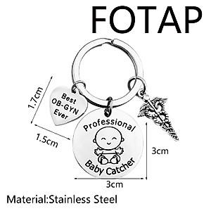 FOTAP Ob-GYN Gifts Best OB-GYN Ever Keychain Personalized OBGYN Gift Doctor Gift Thank You Gift for OBGYN (Baby Catcher Keychain)