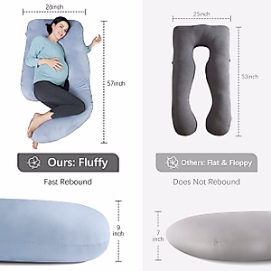 MOON PARK Pregnancy Pillows for Sleeping - U Shaped Full Body Maternity Pillow with Removable Cover - Support for Back, Legs, Belly, Hips - 57 Inch Pregnancy Pillow for Women - Grey