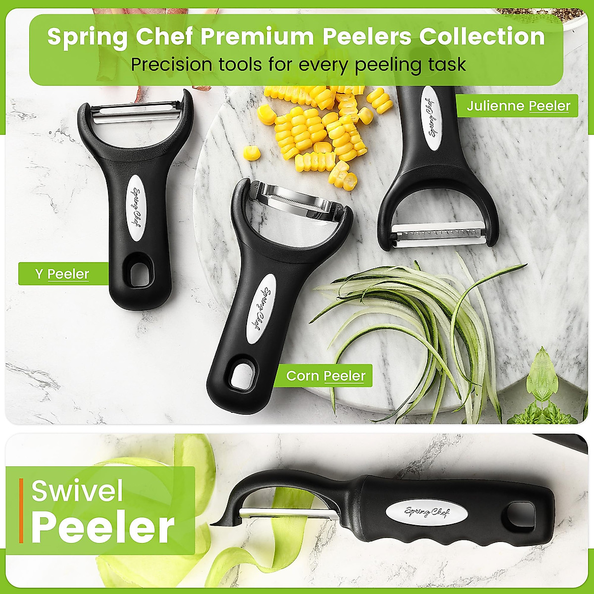 Spring Chef Premium Swivel Vegetable Peeler, Black