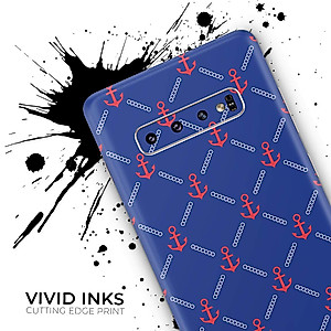 DesignSkinz Red & Blue Seamless Anchor Pattern Protective Vinyl Decal Wrap Skin Cover Compatible with The Samsung Galaxy S20 (Screen Trim & Back Glass Skin)