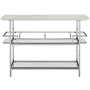 Crosley Furniture Aimee Bar with Paper Marble Top, Chrome Finish