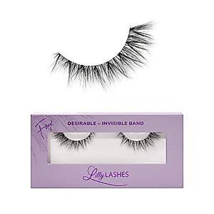 Lilly Lashes Sheer Band, False Eyelashes w/Invisible Band Lashes, False Lashes Natural Look, Wispy Lashes Style, Clear Band Lashes, Reusable Eyelashes 20x, Lash Glue not Included, 14mm (Desirable)