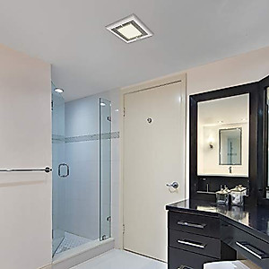 Maxxima Luvoni 80 CFM Bathroom Exhaust and Ventilation Fan - 3000K Warm White 600 Lumen LED Light, Quiet 1.5 Sones Operation, White Grill Ceiling Fan