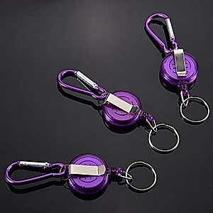 Alomejor 3Pcs Reel Key Chain Fly Fishing Retractable Reel Chain Key Holder Split Ring Steel Cord Reel()