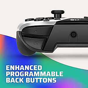 PDP Gaming Faceoff Deluxe+ Wired Switch Pro Controller - Officially Licensed by Nintendo - OLED Model- Black/White - Nintendo Switch