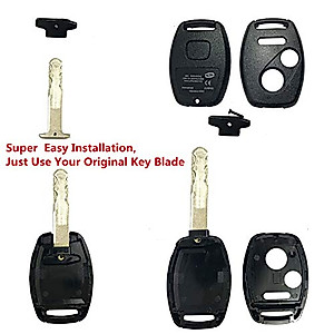 Horande Replacement Key Fob Cover Case fits for 2006 2007 2008 2009 2010 2011 Honda Accord Civic CRV Pilot Ridgeline Odyssey Keyless Entry Remote Key Fob Shell 2+1 Button (Black)