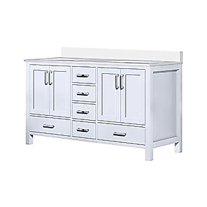 Bell+Modern Big Sur 60 in. W x 22 in. D White Double Bath Vanity and White Quartz Top