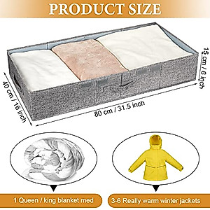 Chumia 6 Pcs Under Bed Storage with Lids and Handle Large Under Bed Storage Containers Foldable Stackable Blanket Storage Sturdy Drawer Box Organizer Bins for Clothes Shoes Pillows Toys Quilts, Gray