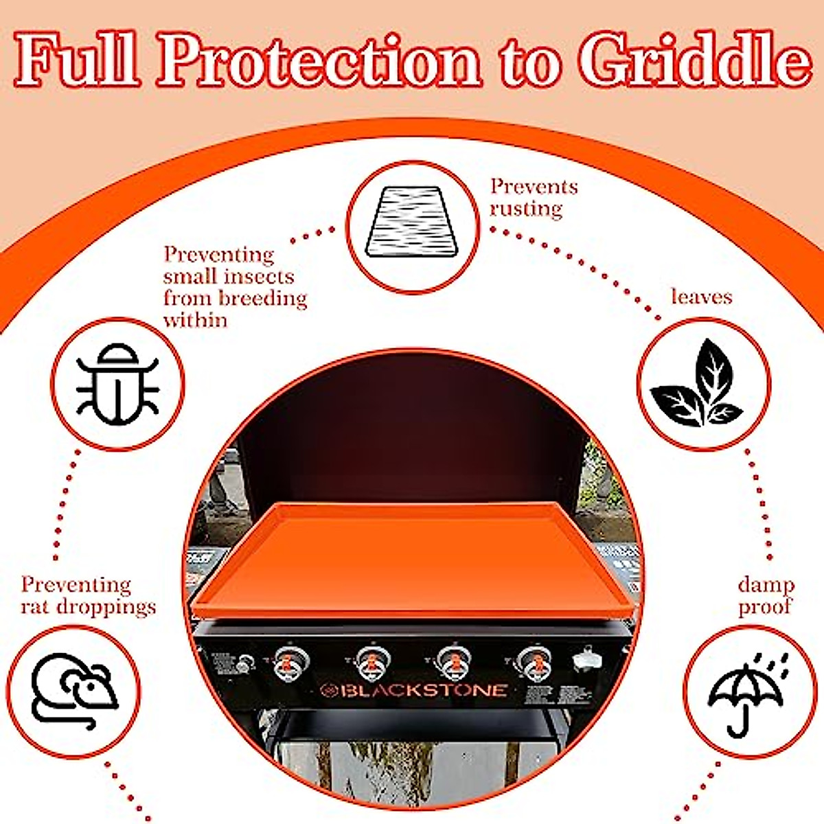 28" Griddle Mat Silicone For Blackstone, Top Choice For Blackstone Griddle Accessories,Food Grade Silicone Grill Mat,Silicone Griddle Cover Perfect Cover Grill From Damage,Insects, Rust,（Orange）