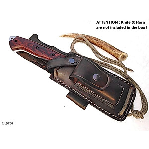 Ottoza Handmade Leather Knife Sheath SIDE DRAW Knife Sheath - Bushcraft Knife Sheath - Hunting Knife Sheath - Survival Knife Sheath - Vertical Knife Sheath Dark Brown TOP GRAIN LEATHER No:207