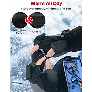 KEMIMOTO Heated Gloves for Men Women, Heating Ice Fishing Gloves Rechargeable Electric Battery 2pcs 7.4V for Winter Motorcycle Skiing Snowboarding Hunting Camping, Size XL