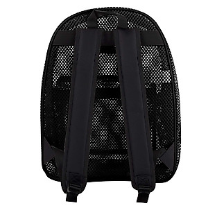 Summit Ridge Mesh Backpacks for Kids, Adults, School, Beach, and Travel, Colorful Transparent Mesh Backpacks with Padded Straps (Black) Large
