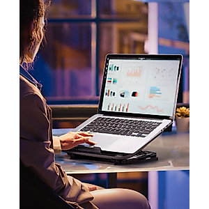 HAVIT Laptop Cooling Pad with 6 Quiet Fans and Adjustable Heights for 12-14.1 Inch Laptops, Dual USB Ports, Phone Holder, Efficient Cooling Stand for Heat Dissipation