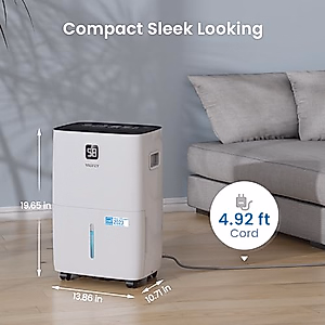 Yaufey 80 Pints Energy Star Dehumidifier for Home, Basement and Large Room up to 5000 Sq. Ft., with Drain Hose, Timer, Intelligent Humidity Control and Large Water Tank