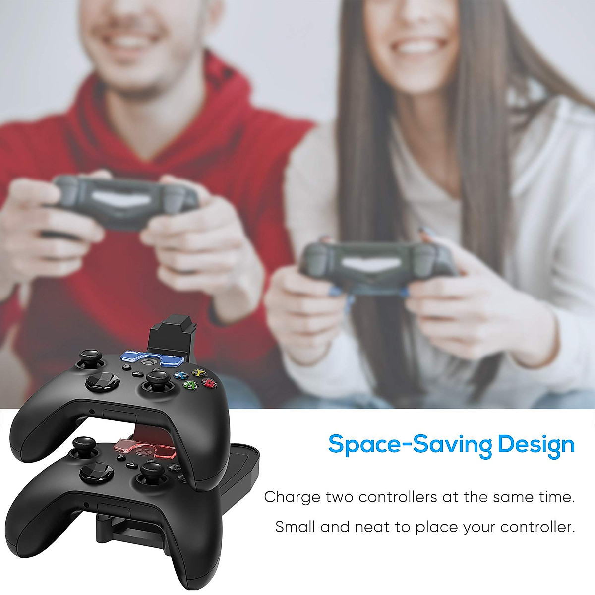 Dual Controller Charger Station for Xbox Series X/S, Charging Dock Bracket Stand for Xbox Serie S/X with 2X1400 mAh Rechargeable Battery Packs and USB C Port Charging Cable for Xbox Series X/S