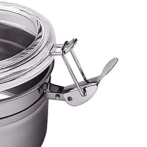 Stainless Steel Airtight Canister Food Storage Container Sugar Tea Coffee Cookies Snacks Kitchen Jar with Clear Lid and Locking Clamp