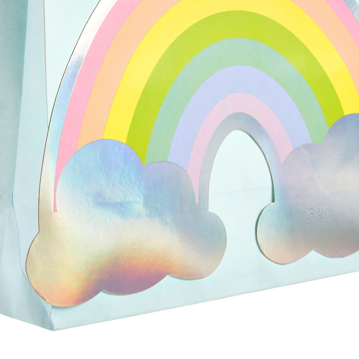 Rainbow Gift Bags with Handles and White Tissue Paper (15 Pack)