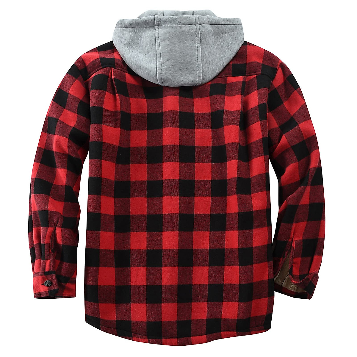 Derbars Men's Plaid Shirts Hoodie Casual Long Sleeve Flannel Shirt Jacket Winter Coat with Pocket Red Medium