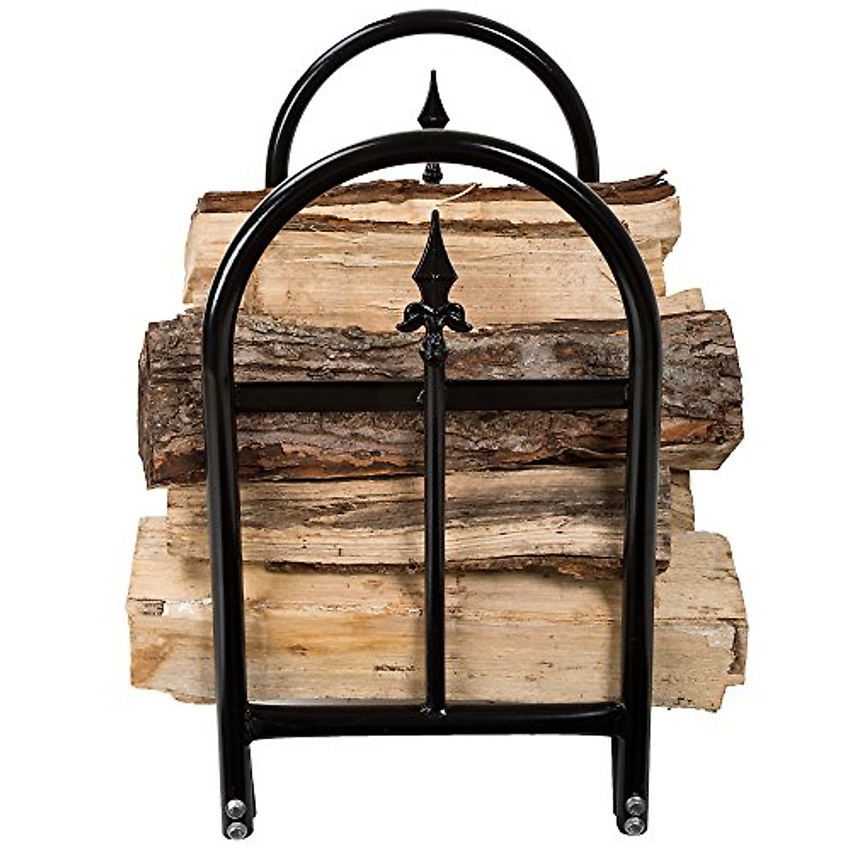 Pure Garden Alloy Steel 50-127 Fireplace Log Rack with Finial Design, Black