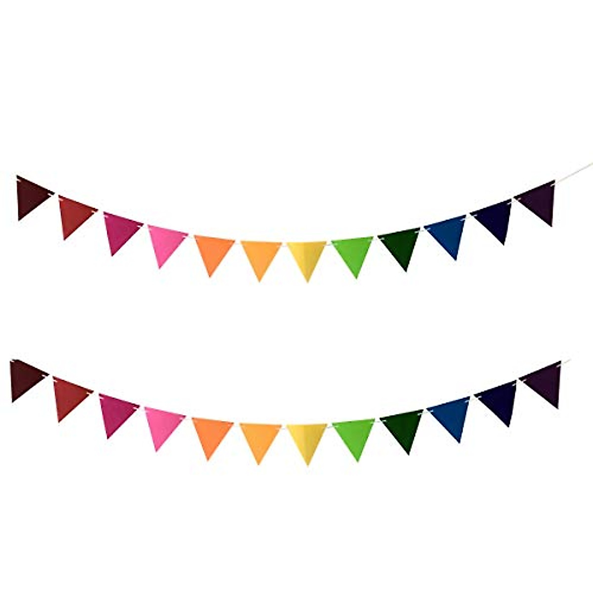 24pcs Assembled Rainbow Garland 2 Pack - Felt Flag Pennant Banner 20 ft - Multicolor Bunting Nursery/Wall Decor