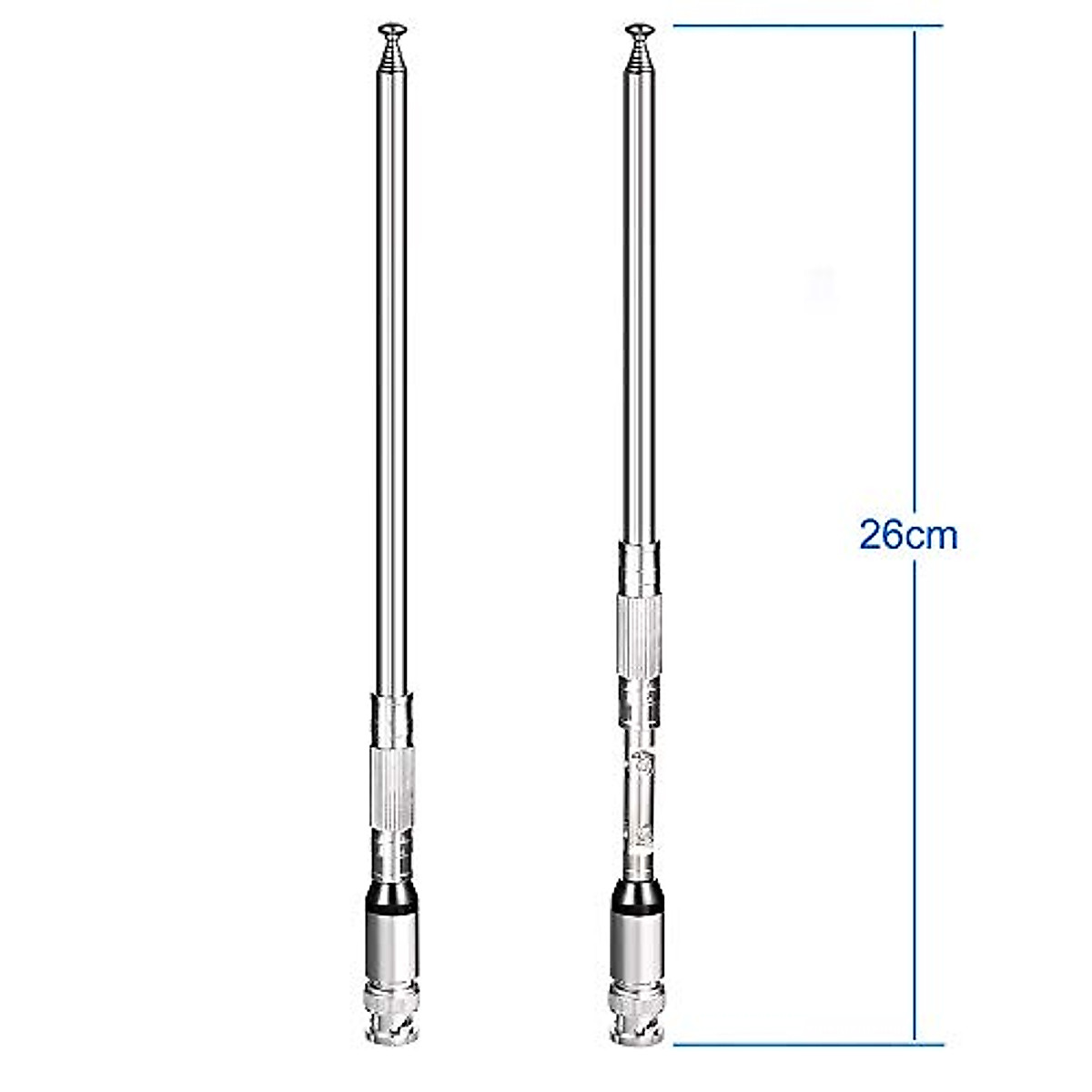 Bingfu 20-1300MHz Police Scanner Antenna 8 Section Telescopic BNC Male Ham Radio Antenna Handheld CB Radio Antenna Compatible with Uniden Bearcat Whistler Radio Scanner Cobra Midland Portable CB Radio