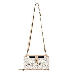 The Sak Iris Smartphone Crossbody Purse - Women's Cellphone Bag & Wallet For Everyday - Convertible Wristlet With Zipper in Natural Fan/Crochet