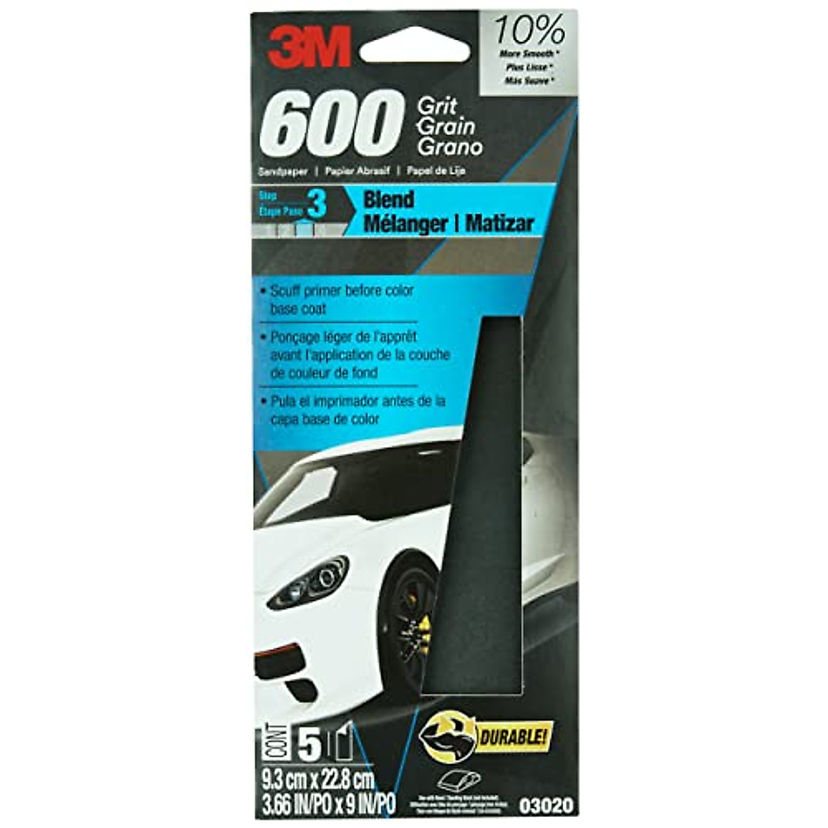 3M 03020 Imperial Wetordry 3-2/3" x 9" P600 Grit Sandpaper