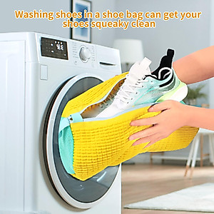Xan Concept 2Pcs Shoe Washing Machine Bag,Shoe Cleaning Bag for All Shoe Types,Laundry Shoe Bag for Washer and Dryer (Yellow)