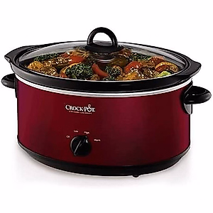 Crock-Pot Large 7 Quart Capacity Versatile Electric Food Slow Cooker Home Cooking Kitchen Appliance with Removable Ceramic Bowl, Red