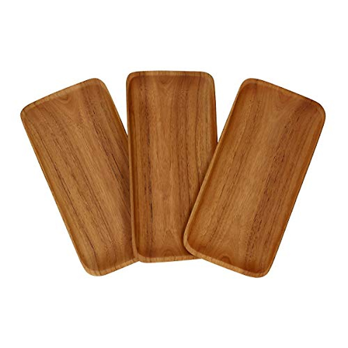Canbella Serving Platter Teak Wood Rectangular - Serving Tray 5 x 10 inches Set of 3 Party Wooden Platters Wood Tray for Display Fruit Snacks Dessert Appetizer Sushi Food Decorative