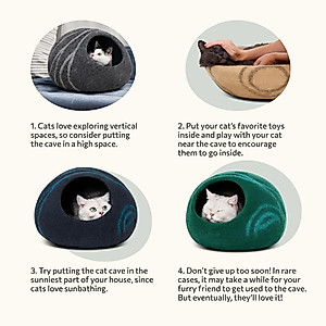 MEOWFIA Cat Cave – Premium Felt Cat Bed for Indoor Cats, Handmade 100% Merino Wool (Dark Shades) (Medium, Dark Grey)