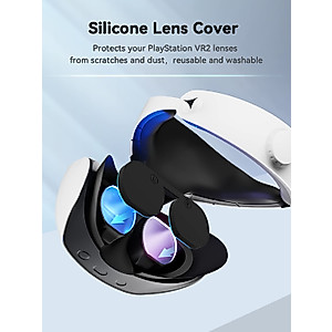 MOJOXR Magnetic Charging Station for PS VR2 Sense Controllers and Lens Cover for PSVR2 Headset, Charging Dock with Lamp Circle and Indicators, Fast Charging Accessories Kit for PlayStation VR2