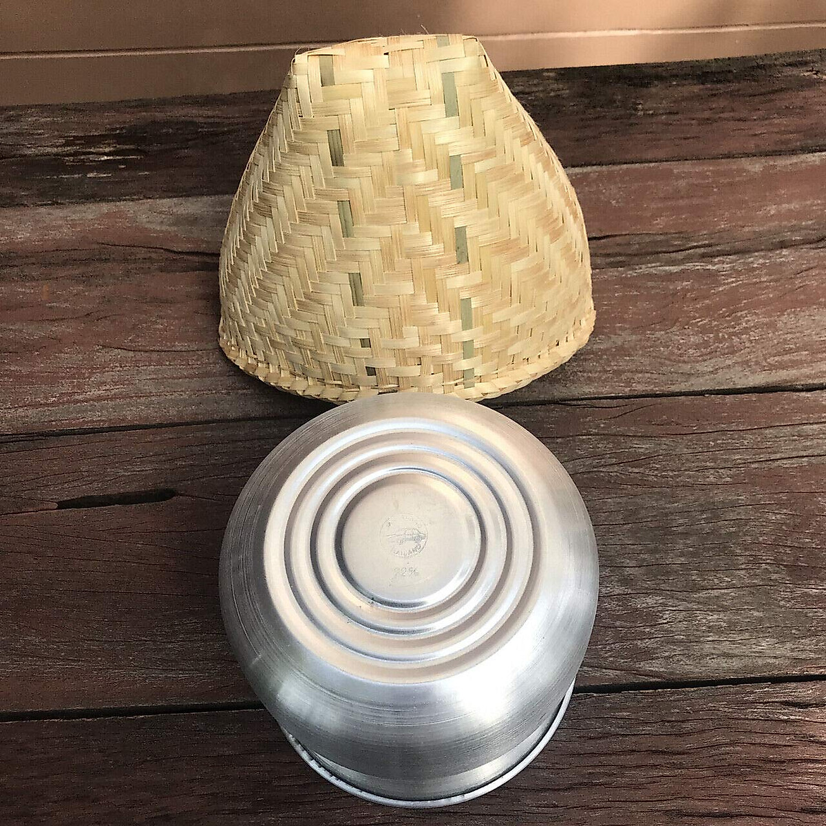 mamameya2511 Vintage Thai Handicraft Lao Cookerwear Bamboo Basket&Pot Steamer Sticky Rice Set