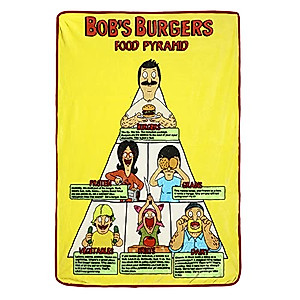 Seven Times Six Bob's Burgers Food Pyramid TV Series Soft Fleece Plush Throw Blanket 45" x 60"