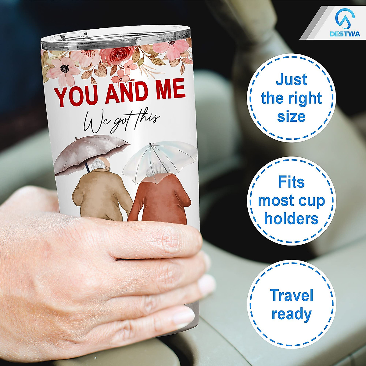 DESTWA Sentimental Gifts For Wife From Husband, Birthday Gifts For Wife, Gifts For Her, Gifts For Wives, Presents For Wife, Best Gift For My Wife Romantic 20 oz Stainless Steel Coffee Tumbler