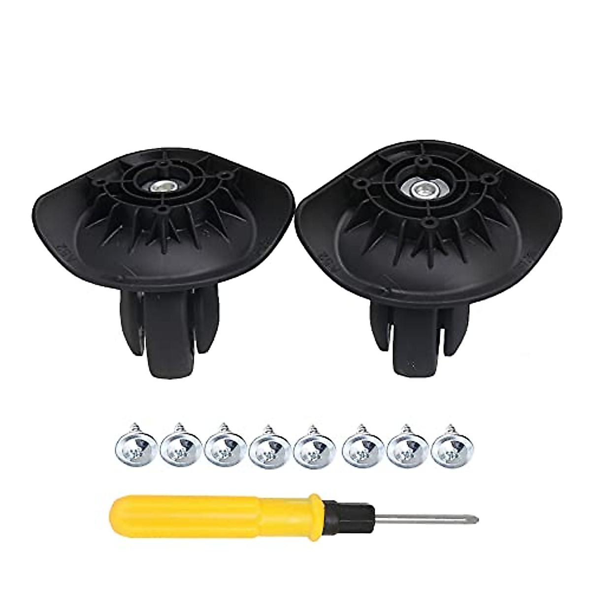 2Pcs Black Luggage Suitcase Weels Suitcase Caster Wheels Replacement W076 3.74x3.93x2.04Inch