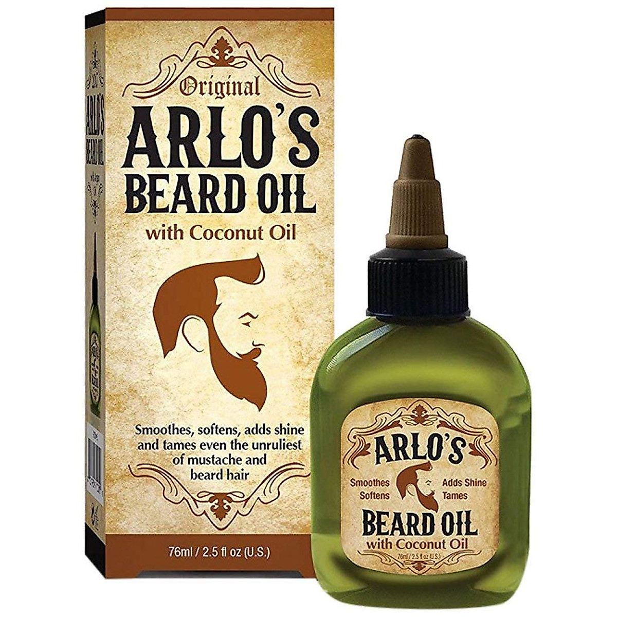 Arlo's 5-PC Mens Premium Beard Grooming Kit w/Coconut Beard Oil 2.5oz Beard Oil, Beard Brush, Beard Comb, Beard Scissors & Carry Bag