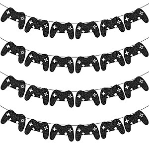 Glenmal 4 Pcs Video Game Controller Banner Gaming on Birthday Decorations Video Gaming Theme Birthday Garland Party Decor