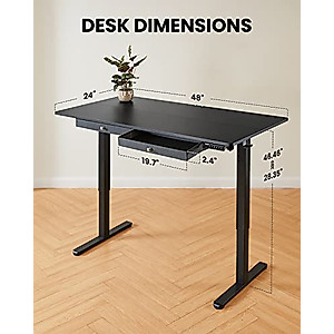 ErGear Adjustable Height Electric Standing Desk with Double Drawers, Sit Stand Up Desk Computer Workstation for Home Office, 48x24 Inches, Black