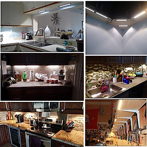 AIBOO LED Under Cabinet Lighting Kit, LED Strip Light,Shelf Lights Direct Wire, 12V Dimmable Kitchen Light Bar Linkable with Rocker Switch and Plug in Adapter (4 Panels,Warm White)